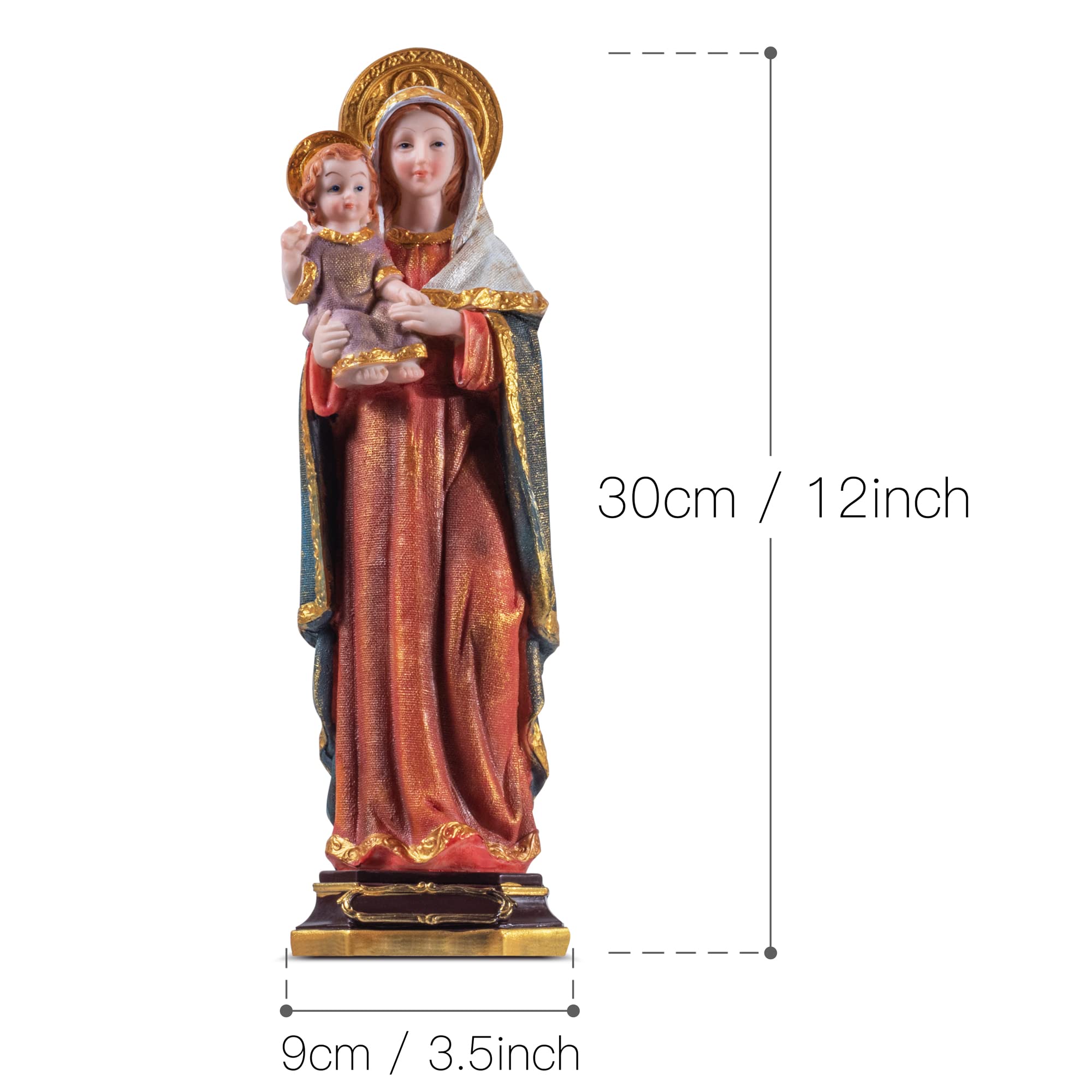 KI Store Blessed Virgin Mary and Baby Jesus Christ Figure 12-Inch Madonna with Child Jesus Statue