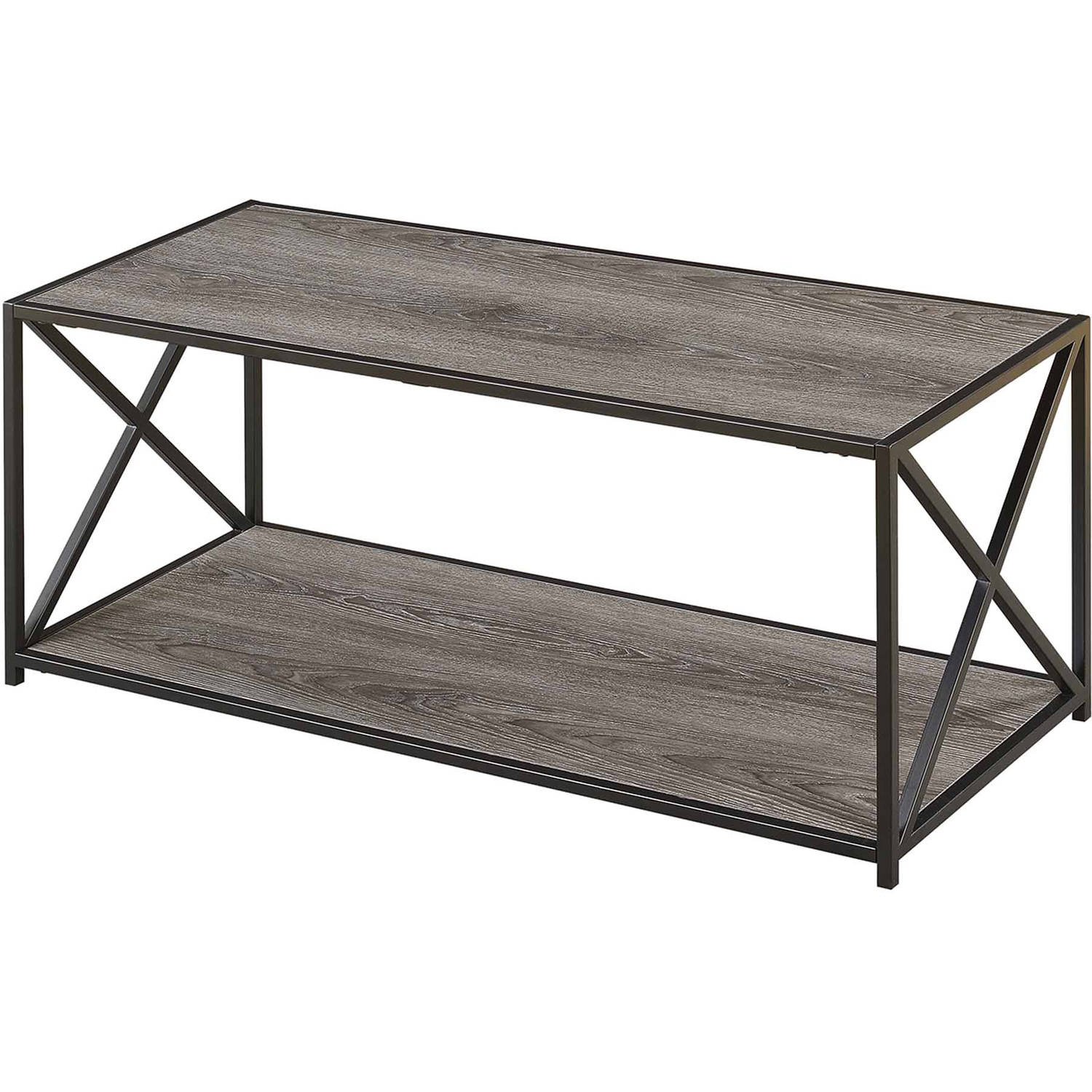 Grey Coffee Table Living Room Home Office Accent Furniture Cocktail Table Display Shelves Decor Decoration Storage Shelf Sturdy Robust Organizer Side End Table