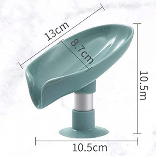 HALOU Leaf Shape Soap Box Drain Soap Holder Box Bathroom Shower Soap Holder Sponge Storage Tray Sucker Box (Color : Gray, Size : 13 * 10.5 * 8.5cm)