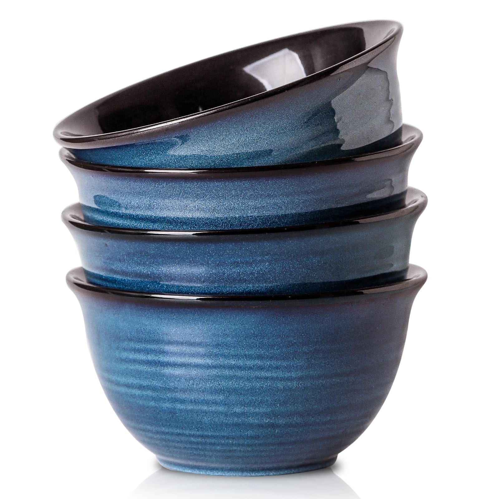 Hasense Ceramic Soup Bowls Set of 4, 40 Ounce Large Cereal Bowls for Kitchen, Deep Serving Bowls for Salad Pasta Ramen Pho Popcorn, Dishwasher Microwave Safe, Navy Blue
