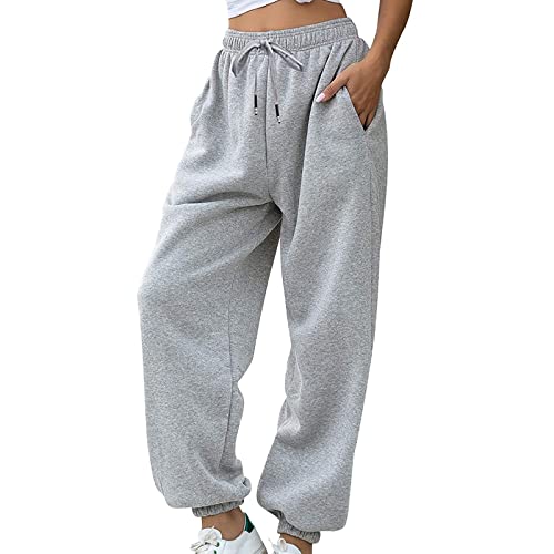 Gufesf Women's Sweatpants Yoga Athletic Jogger Running Pants Lounge Loose Drawstring Waist with Zipper Pockets fu0905-8
