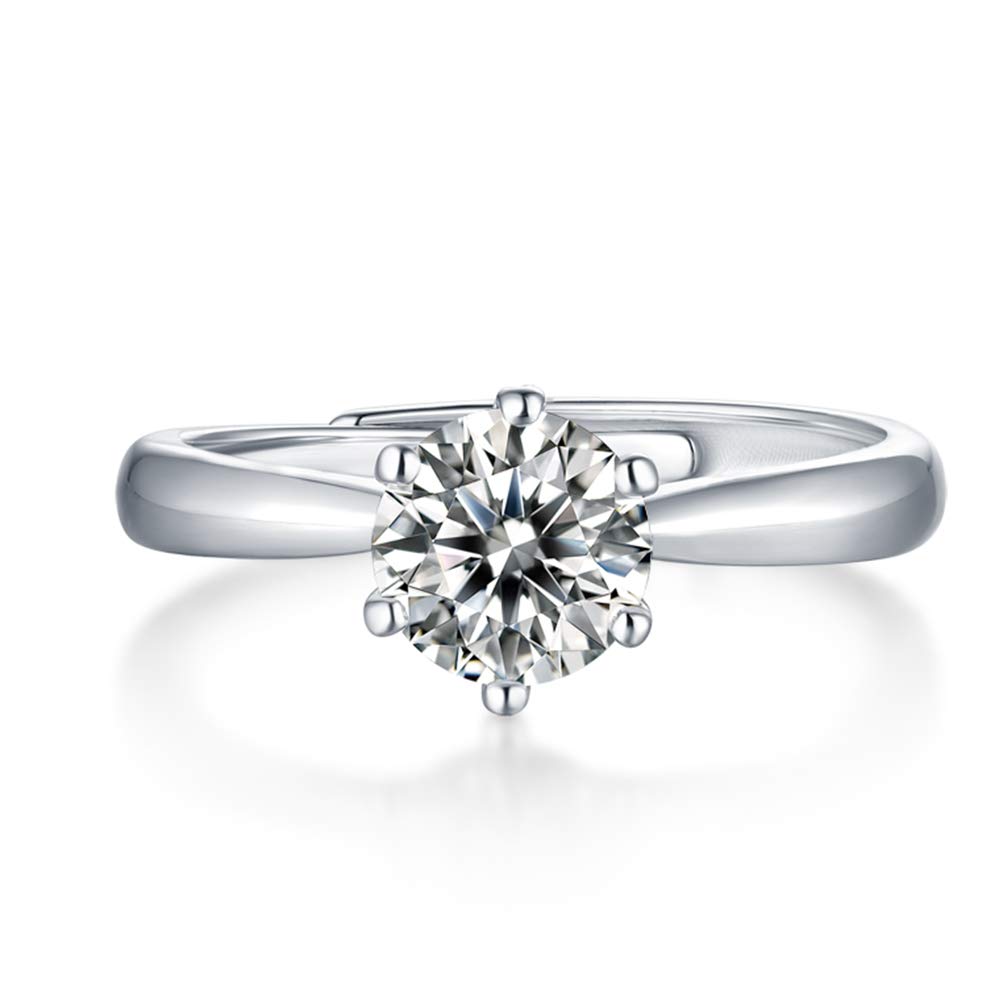Hasril 925 Sterling Silver 0.5 CT Moissanite Engagement Ring for Women Adjustable with D Color, VVS Clarity (0.5ct 5mm Classic 6-Prong)