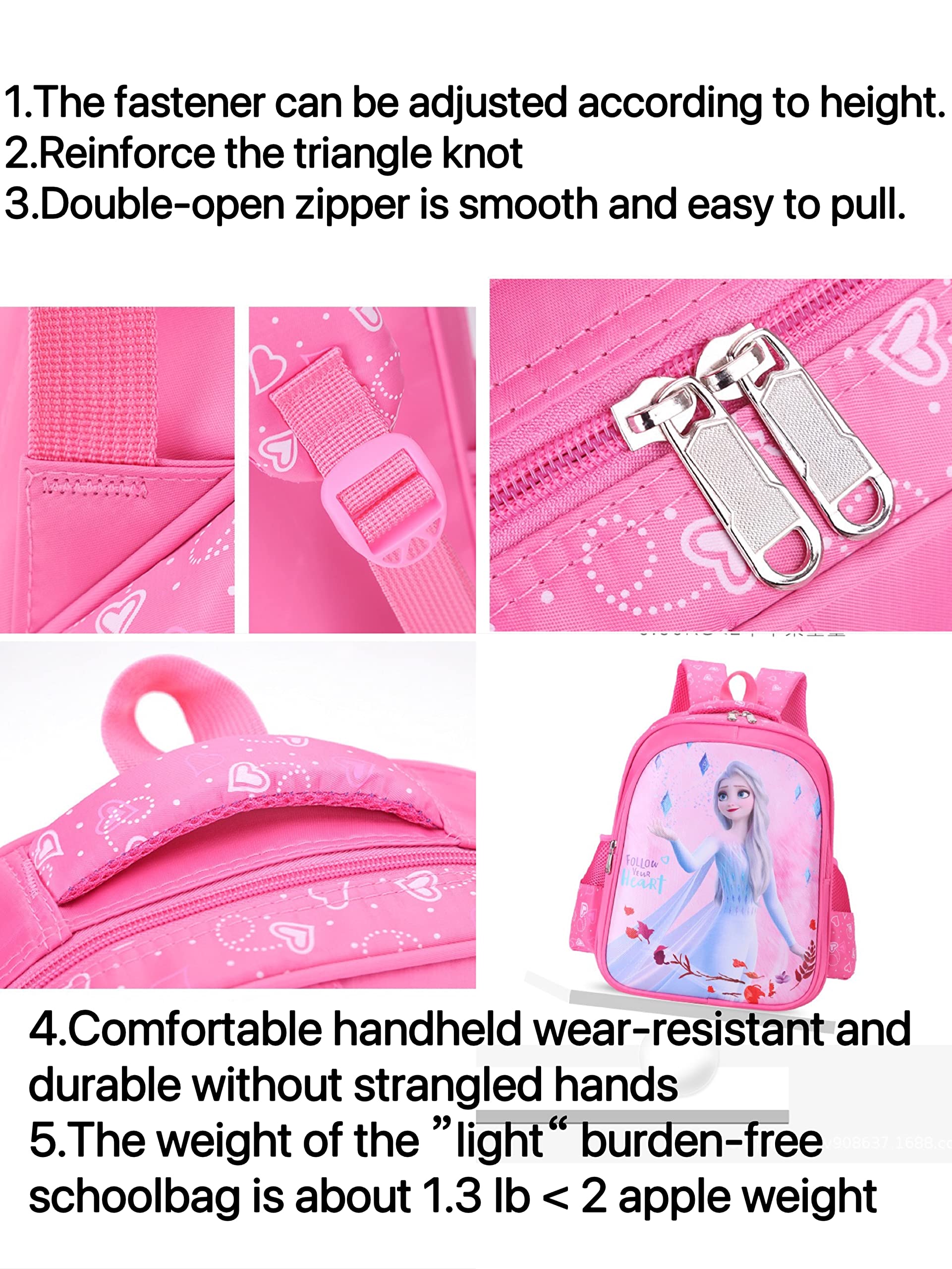 HONTUBS 16" Schoolbags, primary school students, girls, kindergarten girls, lightweight children‘s backpacks for grades (Sky blue 16")