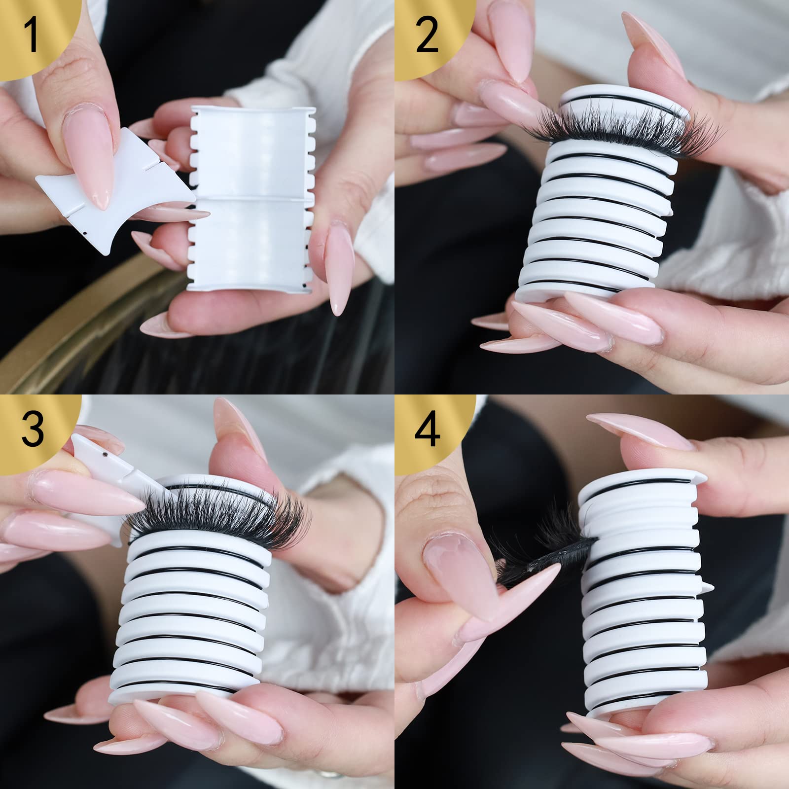 Lash Glue Replacement Self-adhesive Strips 30 Pcs with Applicator, Waterproof Self-sticking Adhesive Strips Fit for All Strip False Eyelashes, Single Length 35mm, Ideal Way to Apply Fake Lashes Black