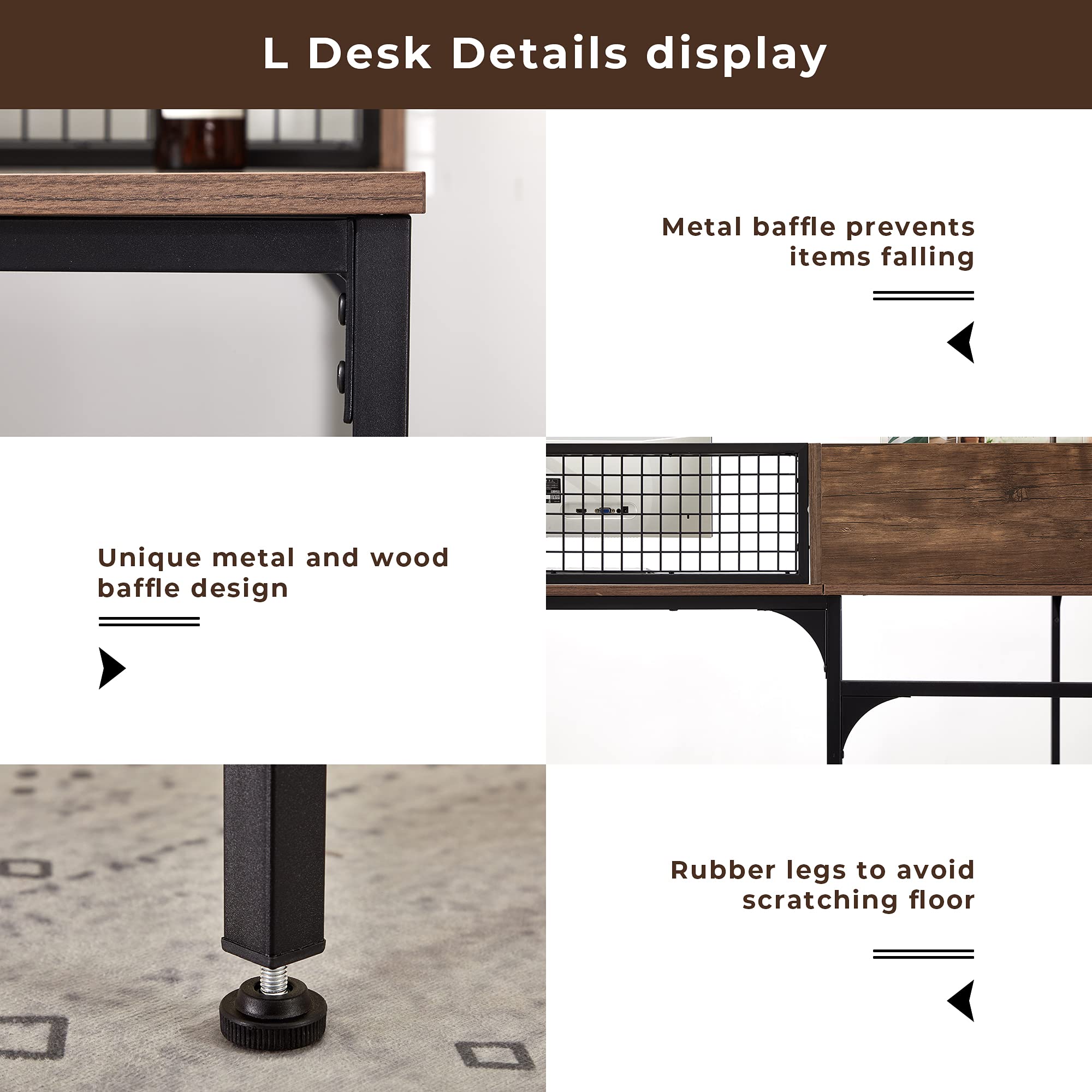 GreenForest L Shaped Desk 65" x 43", Large L Desk with Storage, Corner Computer Desk for Writing, Home Office Study Gaming Modern Desk with Hutch, Walnut