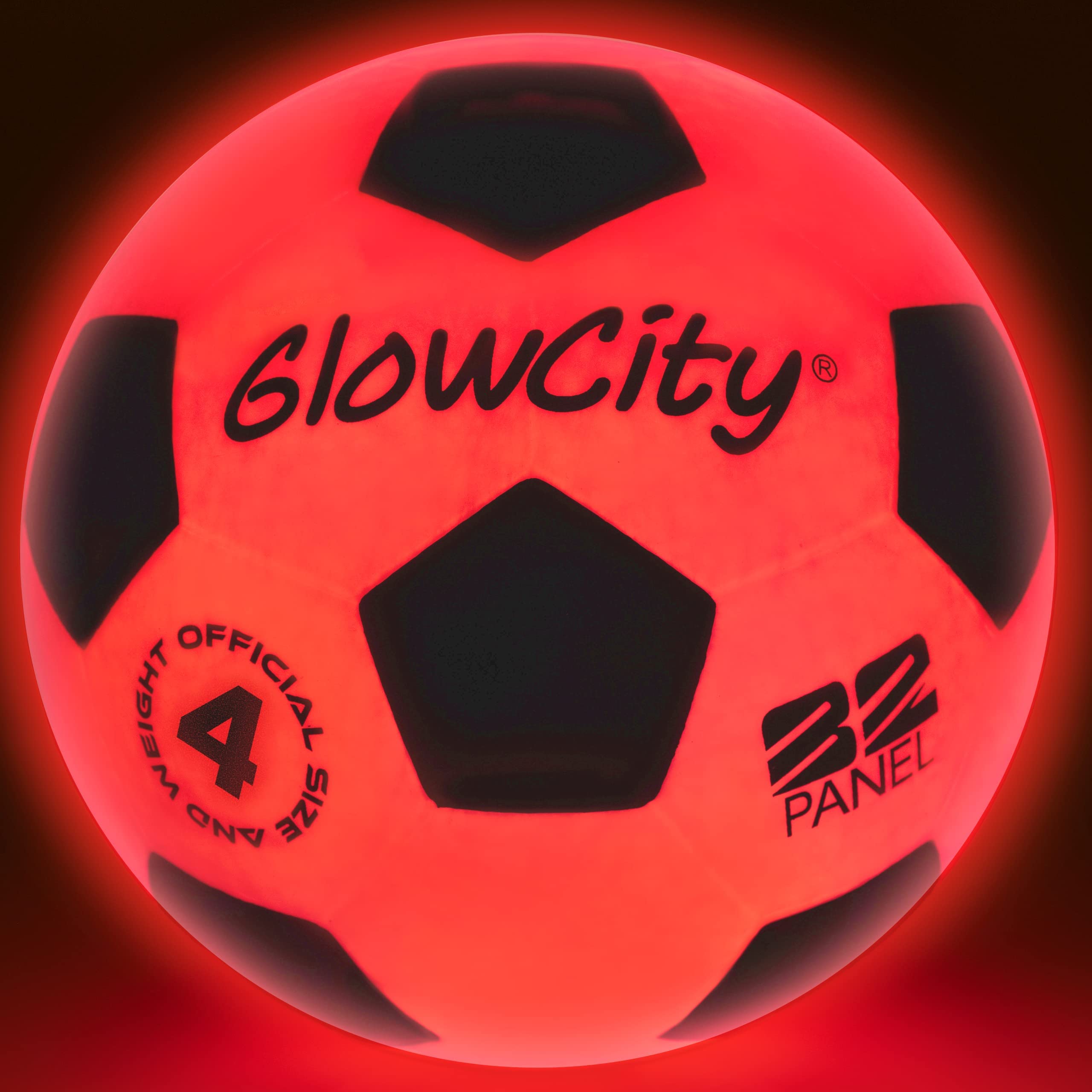 GlowCity Glow in The Dark Soccer Ball | Light Up Indoor/Outdoor Soccer Ball with 2 LED Lights | Pre-Installed Batteries | Fun Gift for Teens