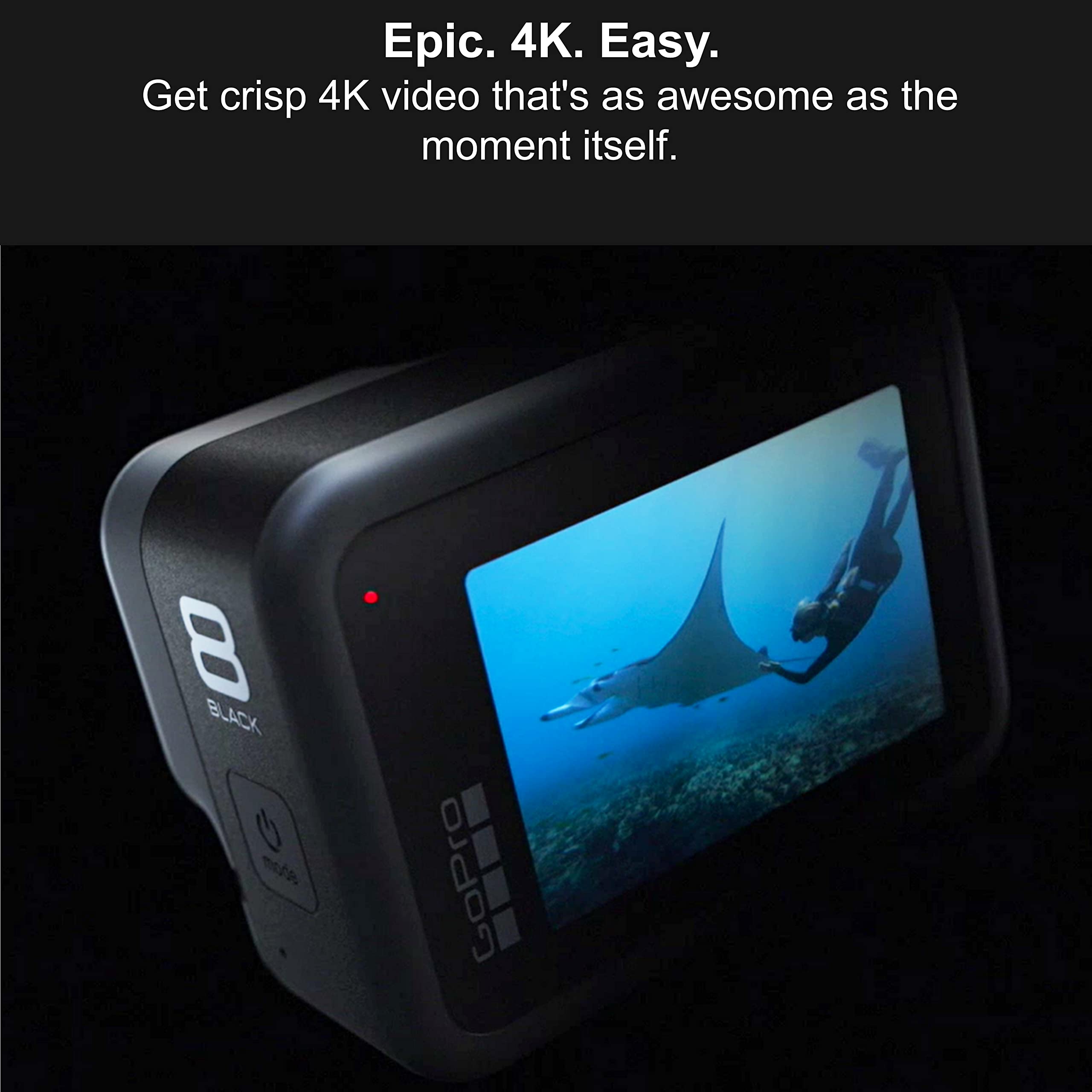 GoPro HERO8 Black + Lanyard + 64 GB SD Card - E-Commerce Packaging - Waterproof Digital Action Camera with Touch Screen 4K HD Video 12MP Photos Live Streaming Stabilization