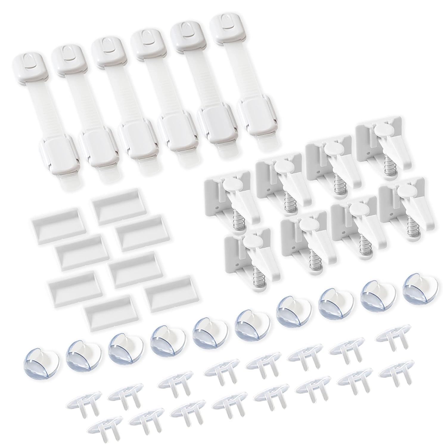 Inaya Complete Baby Proofing Kit - Child Safety Hidden Locks for Cabinets & Drawers, Adjustable Safety Latches, Corner Guards and Outlet Covers - Baby Proof Pack to Keep Your Child Safe at Home