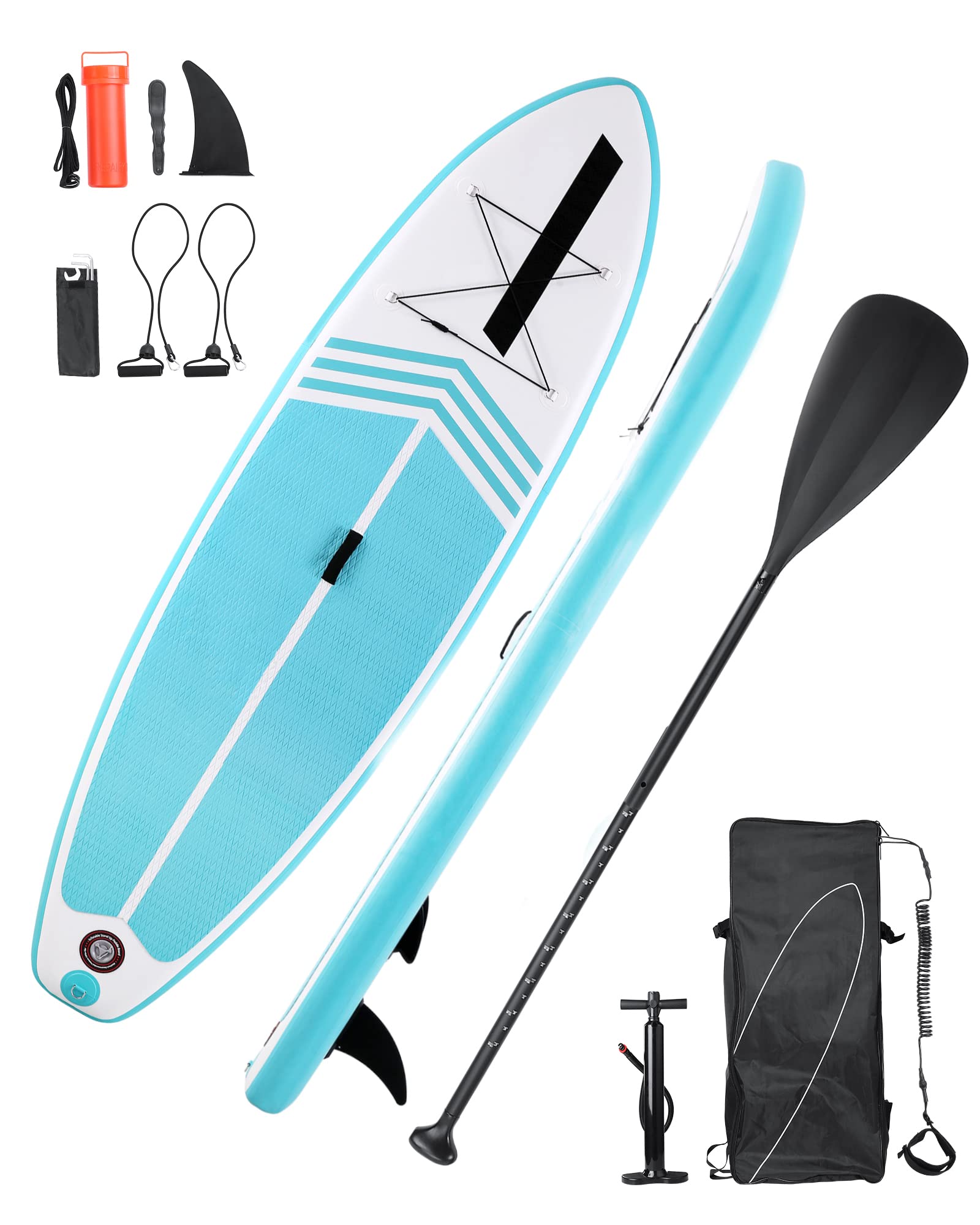 Inflatable Paddle Board Stand Up Paddle Board SUP with Premium Stand-up Paddle Board Accessories & Non-Slip Deck ISUP Backpack Paddle Leash Pump Paddle Board for Fishing Yoga for Adult & Youth