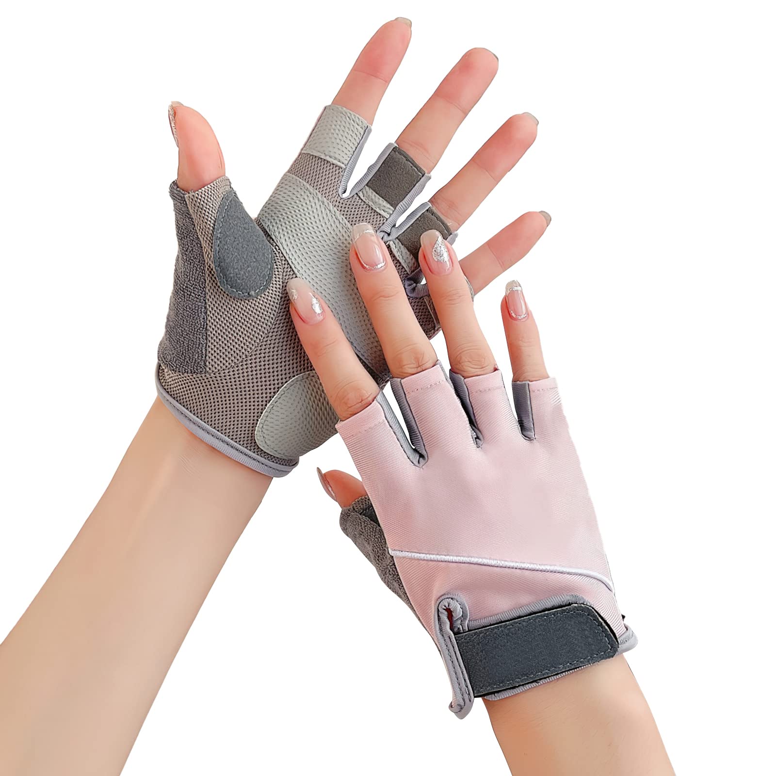 ITODA Cycling Driving Fingerless Gloves, Summer Sunscreen Cooling Breathable Half Fingers Anti-UV Touchscreen Gloves Riding Full Palm Sports Non-Slip Grip Motorcycle Golf Outdoor Mittens for Women