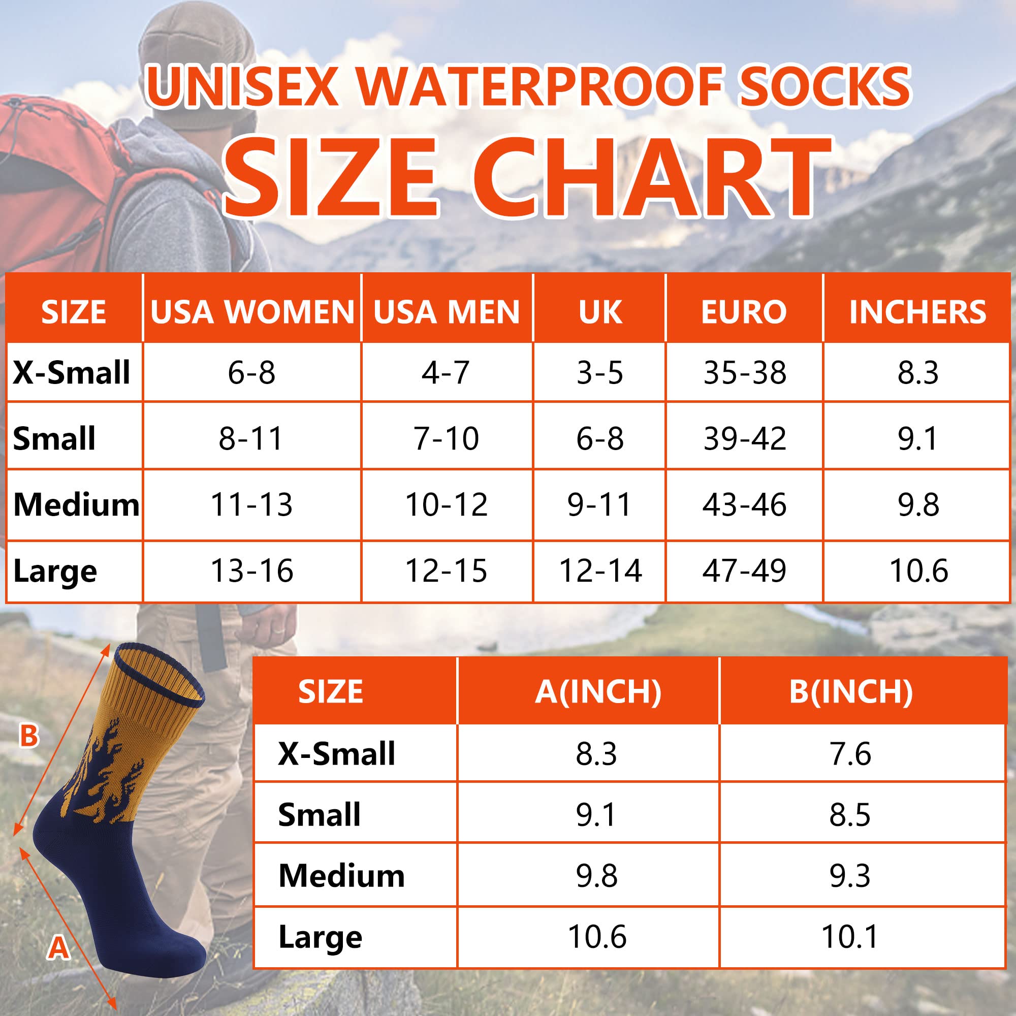 IZL waterproof Waterproof Socks, Women's Hiking Wading Socks Walking Running Socks for Men Soft Crew Gift Socks, 1 Pair Small Green-gray