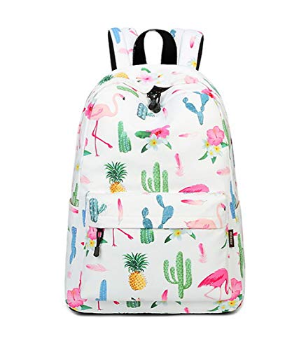 Joymoze Waterproof Cute School Backpack for Boys and Girls Lightweight Chic Prints Bookbag Flamingo