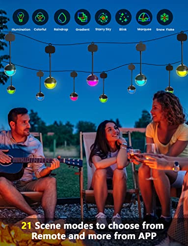 Lemon Summer String-Lights-55ft-RGBIC-Smart Multi-Color-Changing Waterproof-Outdoor-Dimmable-Remote - IP65 Shatterproof Patio Lights, 15 LED Bulbs with 213 Scene Modes, App Control, Connectable