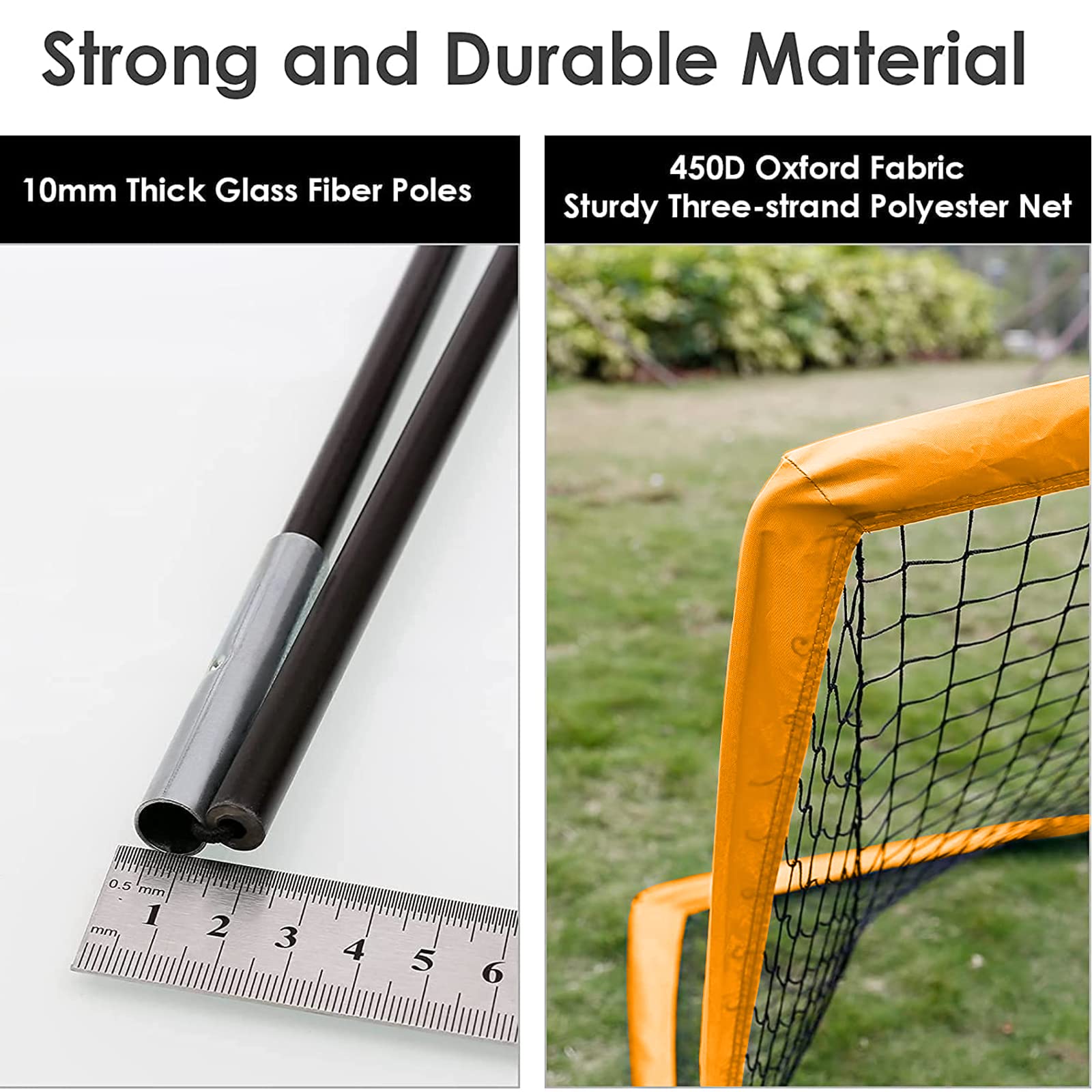 HITIK Soccer Goals, Set of 2- Size 6'x4'FT Portable Foldable Soccer Nets with Carry Bag for Games and Training for Backyard for Kids and Teens(Yellow)
