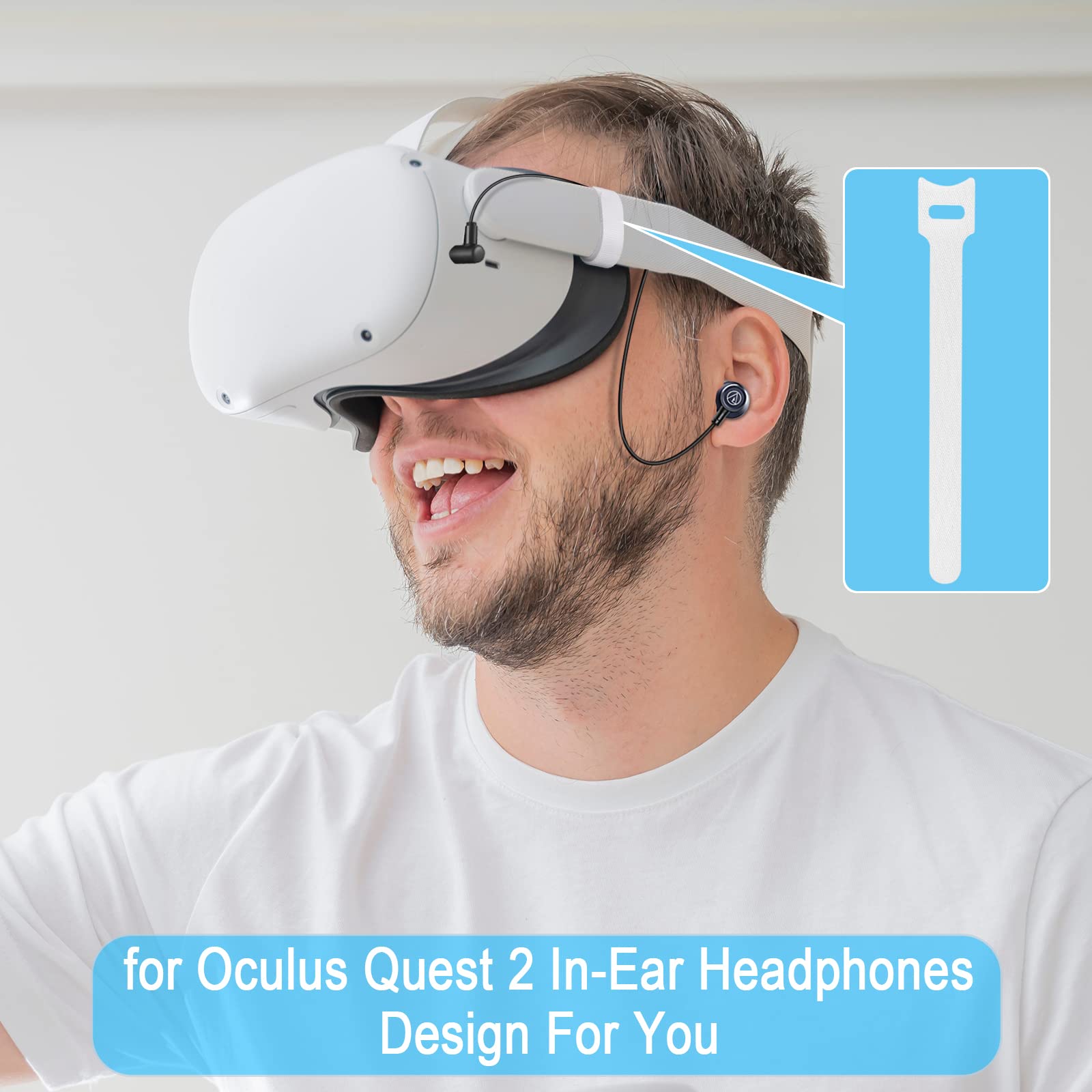 OKCSC Headphones for VR Customized Earphone Compatible for Oculus Quest 2 Meta Quest Pro in-Ear Short-Cord Headphones Virtual Reality Headset Provide Personally on The Gaming Scene Experience White