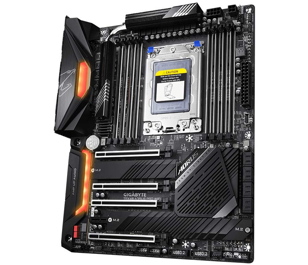 GIGABYTE TRX40 AORUS PRO WiFi (sTRX/AMD/TRX40/Fins-Array Heatsink/12+2 Phases Infineon Digital VRM/3x PCIe 4.0x4 M.2/Intel WiFi 6/Intel GbE LAN/ATX/Motherboard)