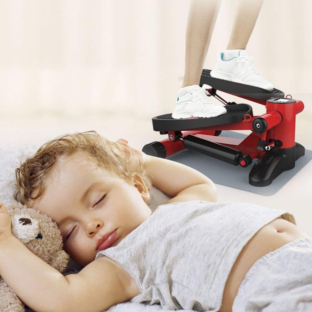 GRETD Mini Stepper Air Climber Step Fitness Exercise Machine with Resistance Band and LCD Display