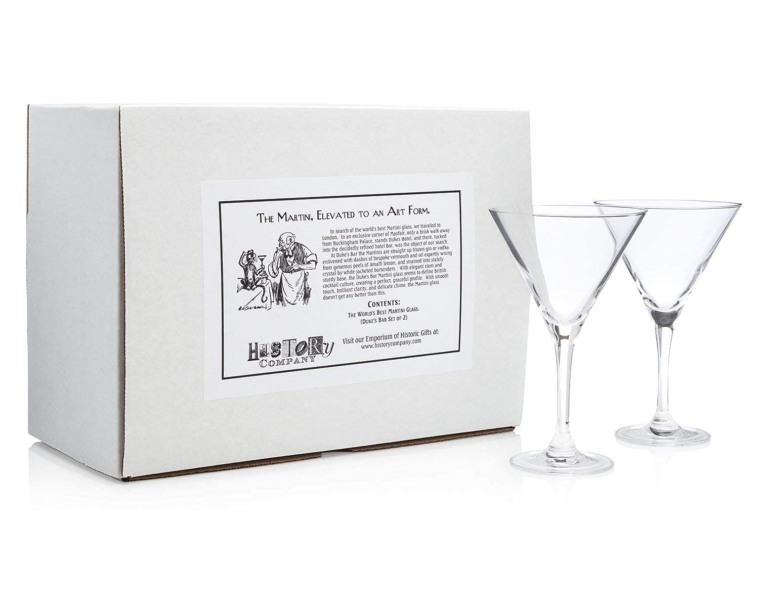HISTORY COMPANY London Bar World’s Best Martini Glass 2-Piece Set (Gift Box Collection)