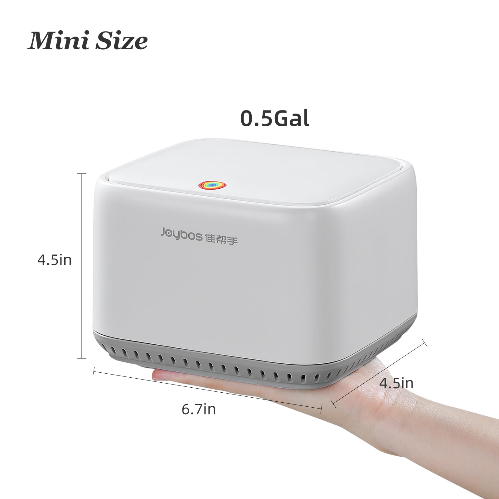 MOPALL Mini Desk Trash Can with Lid, Countertop Trash Can 0.5 Gallon, Small Garbage Can Table Top Trash Can, Tiny Waste Basket for Vanity, Office, Bedroom, Car (White, Square)