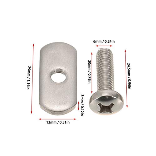 ihreesy Stainless Steel Kayak Rail Screw,4PCS T Bolt Track Screws Track Nuts Rail Tie-Down Accessory Canoe Rail Track Screws Kayak Boat Hardware Accessories