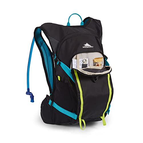 High Sierra Hydrahike 2.0 Hydration Backpack with 2L Reservoir, for Hiking, Biking, Camping, Traveling, Black, 8L