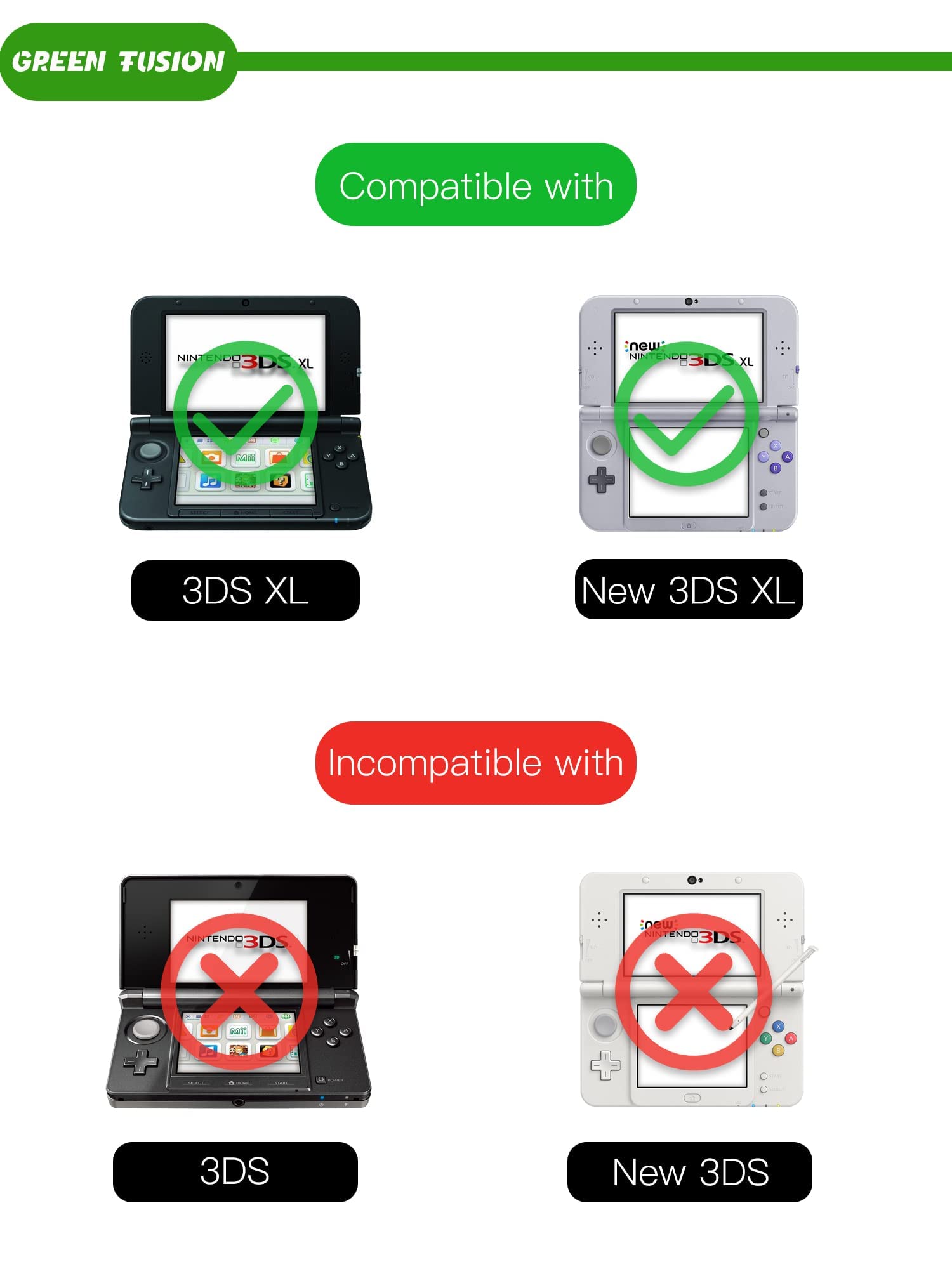 GREEN FUSION Upgraded 3DS XL & New 3DS XL Battery Replacement with Video Tutorial & Installation Manual SPR-003 Battery