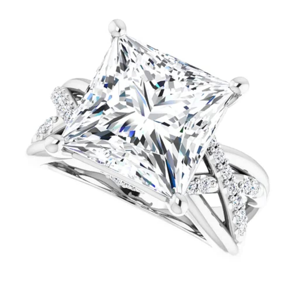 JEWELERYIUM 5 CT Princess Cut Colorless Moissanite Engagement Ring, Wedding/Bridal Ring Set, Solitaire Halo Style, Solid Sterling Silver Vintage Antique Anniversary Promise Ring Gifts for Her (11)
