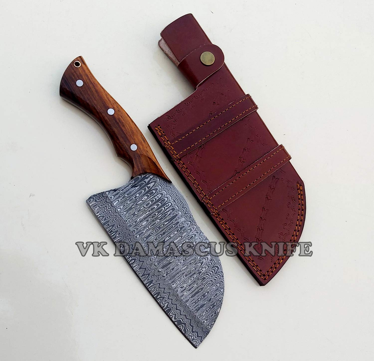 JNR TRADERS Damascus Cleaver, Damascus Serbian Chef Knife, Meat Cleaver, 12 in Cleaver Chef Knife, Kitchen Cleaver 5518Ld