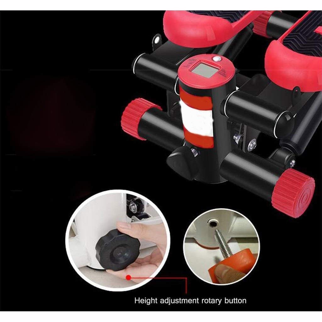 GRETD Mini Stepper Mini Fitness Exercise Machine Step Trainer Equipment with Resistance Bands Durable Safe Treadmill and Comfortable Foot Pedals (Color : Red)