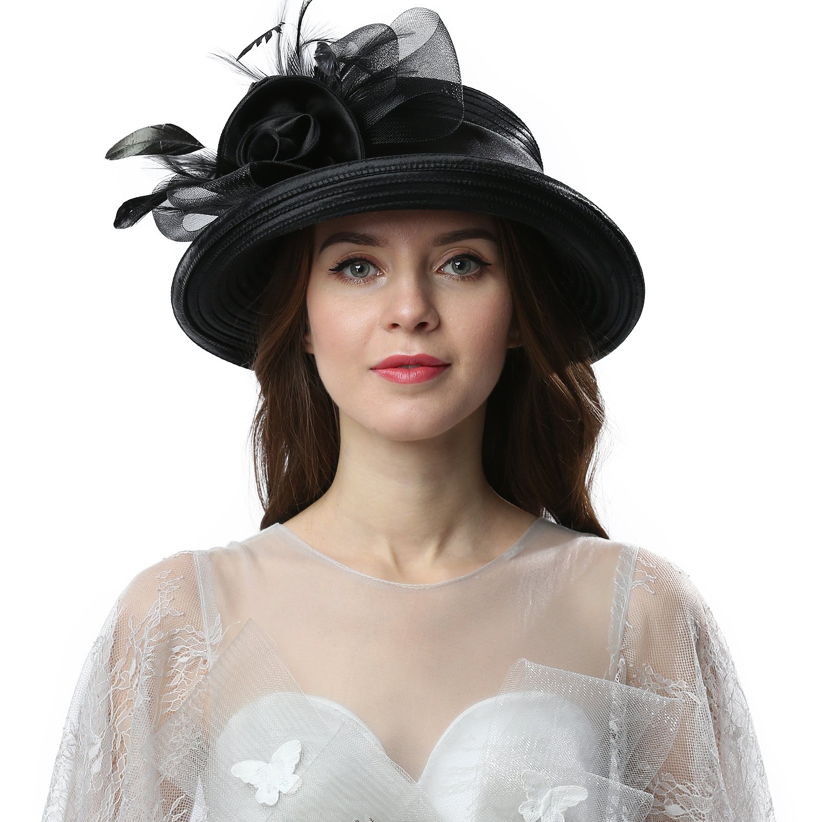 Janey&Rubbins Womens Church Derby Wedding Fascinators Cloche Bucket Bowler Hat (White)