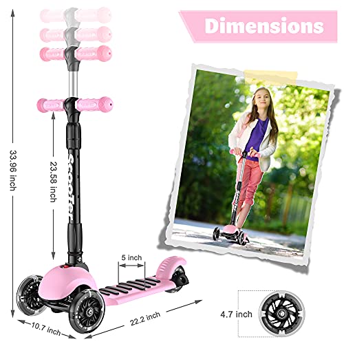 Greentest Scooter Foldable Adjustable Height Easy Turning 3 Wheel Scooter Kids Boys Girls Flashing PU Wheels