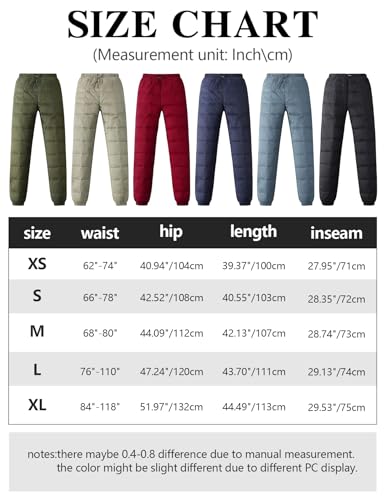 Gihuo Snow Pants Womens Winter Windproof Down Pants Warm Outdoor Ski Pants Padded Loose Ultralight Warm Trousers(Wine-S)