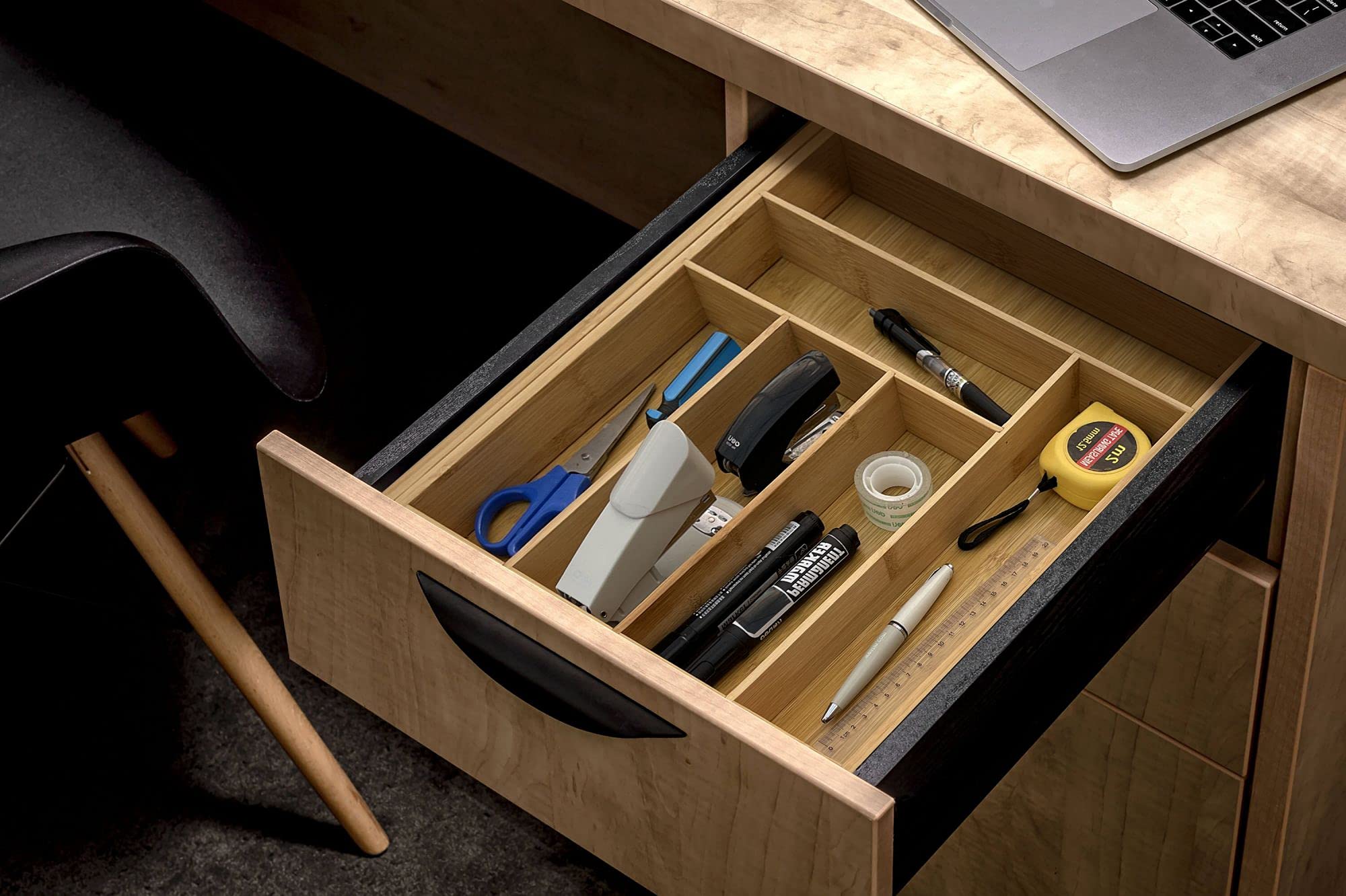 konfuny Bamboo Kitchen Drawer Organizer for Utensils Silverware Holder- Perfect Size Adjustable Cutlery Tray,Drawer Dividers for Flatware and Kitchen Utensils(6-8 Slots)