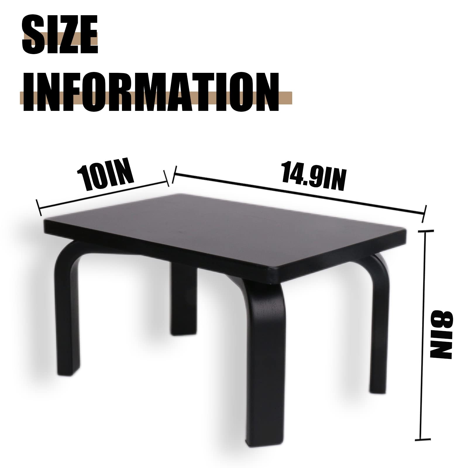 Jynpioe Step Stool for Kids, MDF Step Stool for Toddler Potty Training MDF Board Stool for Nursery Kitchen Toilet with Safety Non-Slip for Stool Legs Mats Children&Adults (Black)