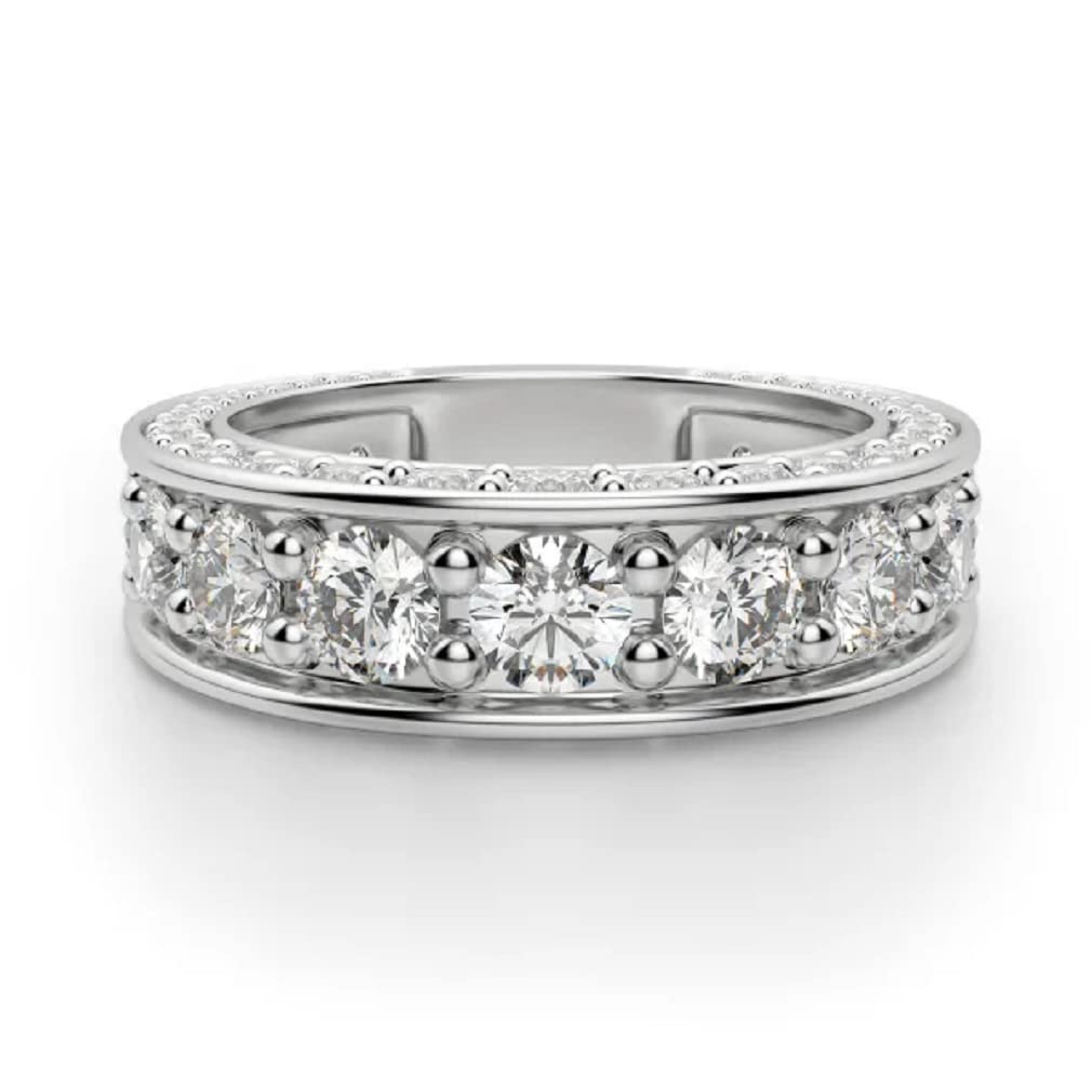 Love Band 3 MM Moissanite Matching Comfort Fit Band Colorless Moissanite Engagement Ring Wedding Band Silver Solitaire Vintage Antique Anniversary Diamond Moissanite Rings Anniversary Bands (8)
