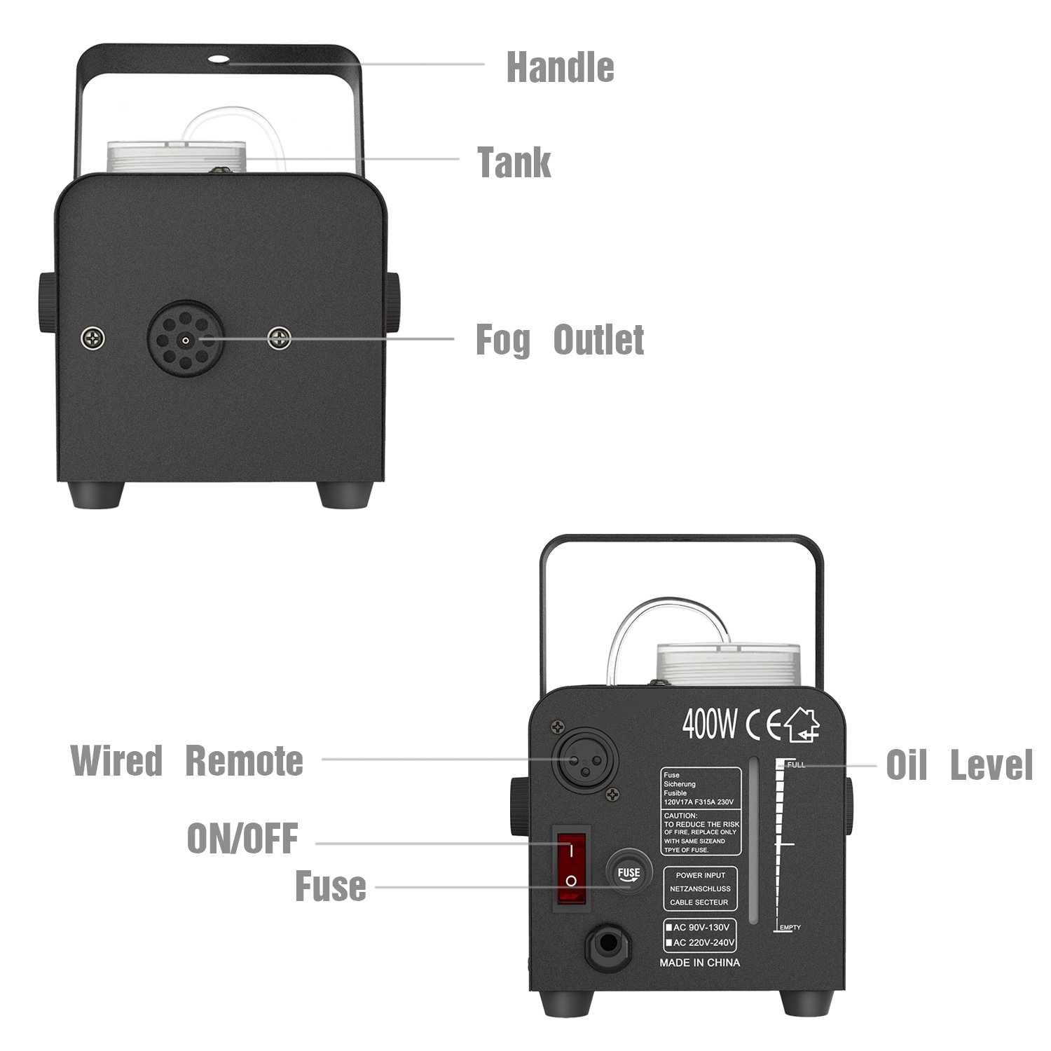 Halloween Fog Machine 400W - Fansteck Remote Control Smoke Machine 2000 CFM - Perfect for Holiday Party Wedding Christmas Halloween