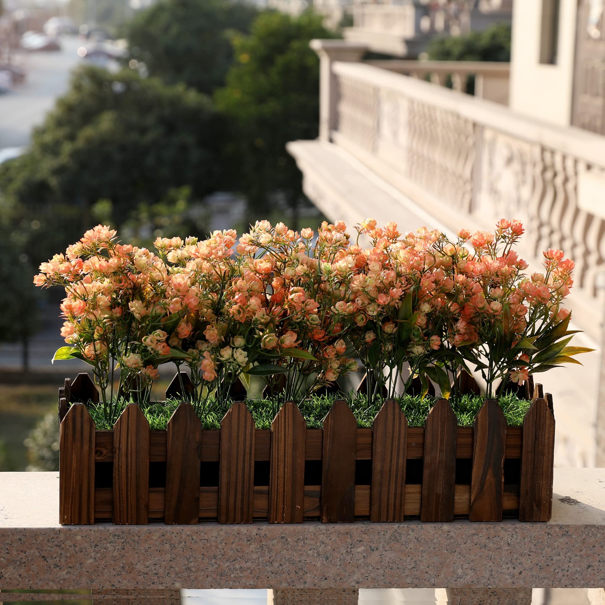 Grand Verde Plastic Flowers Artificial Bouquets Faux Wildflowers 12.8β Short Stems, Cemetery Grave Outdoor Balcony Decoration Bulk, 10pcs (Orange)