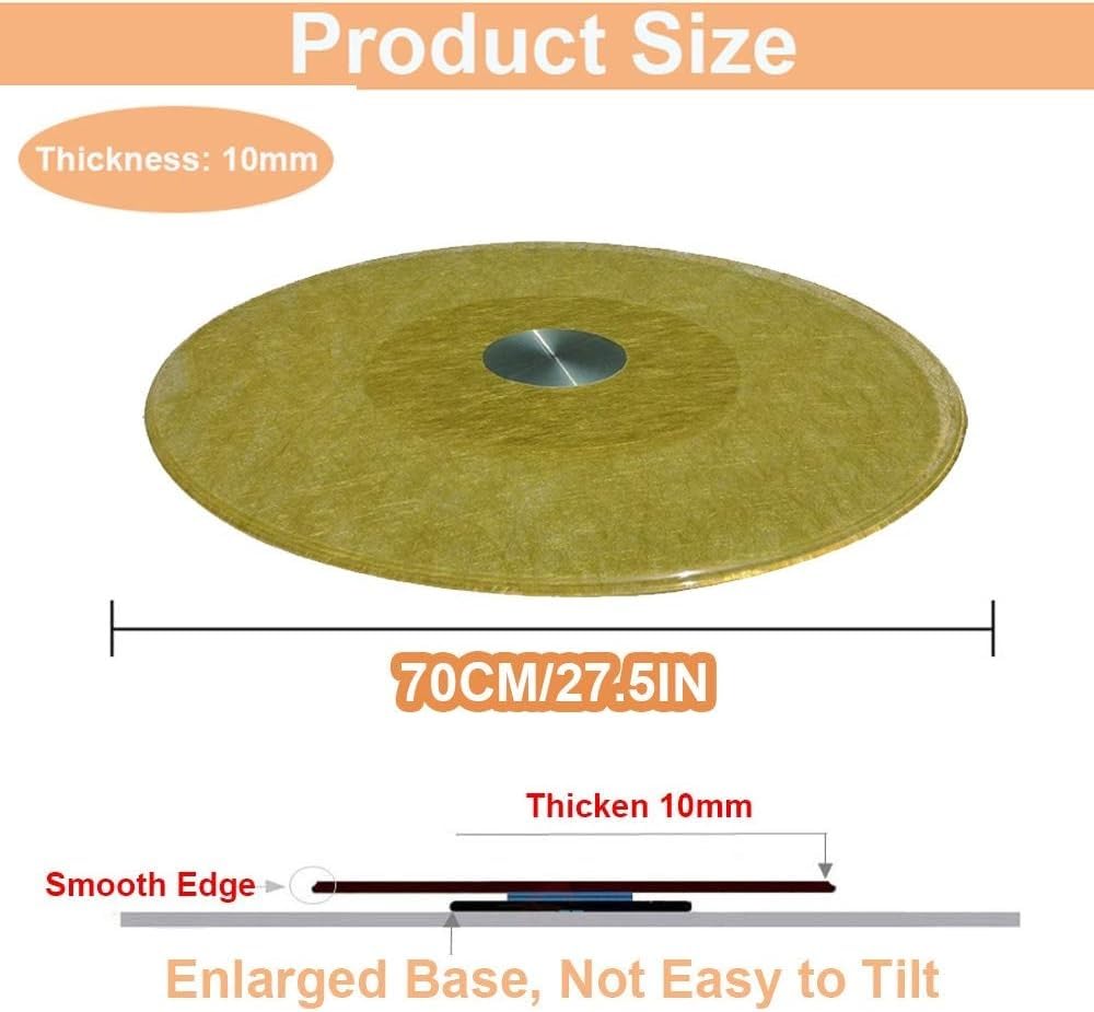 Heavy-dutyTempered Glass Lazy Susan Turntable, Round Rotating Tray For Dining Table, Kitchen Rotatable Service Plate, Restaurant Rotating Turntable (Color : Plastic Steel, Size : 70CM/27.5in)