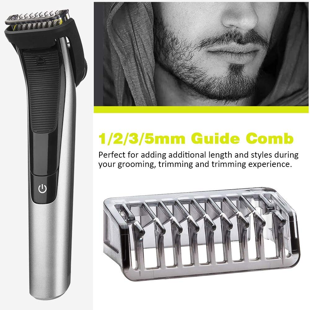 Guide Comb for Philips Oneblade, 1/2/3/5mm Silver Metal Plastic Guide Comb,Facial Trimmer Guide Comb,for Philips Oneblade