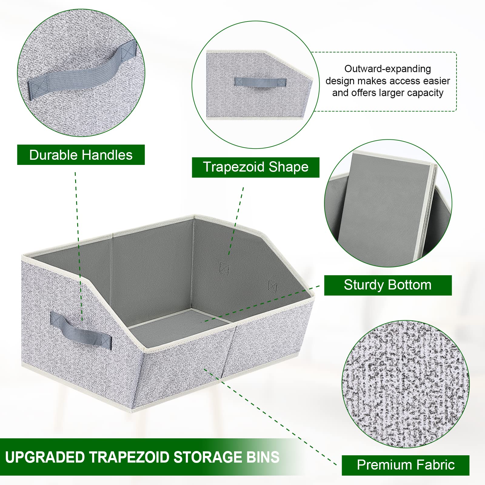 homsorout Trapezoid Storage Bins - Foldable Closet Organization, Fabric Storage Baskets for Shelves, Linen Closet Organizers and Storage for Toys, Clothes, 6 Packs (Blended)