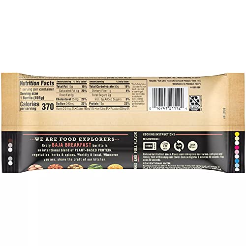 Gourmet Kitchn Sweet Earth Bundle Meals - Big Sur Frozen Breakfast Burrito Vegetarian Protein Lovers and Baja (9 Pack 3 of Each)