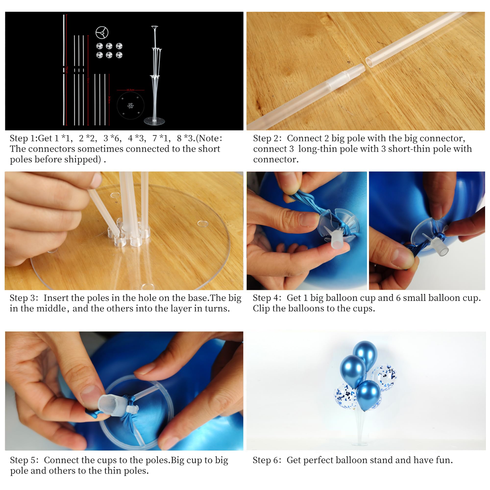 MYZSBRDM 4Sets Blue Balloons Stand,Blue Balloons Stands for Table,Blue Balloons Centerpieces for Tables for Birthday,Baby Shower,Wedding,Anniversary Table Party Decorations.(With light string)