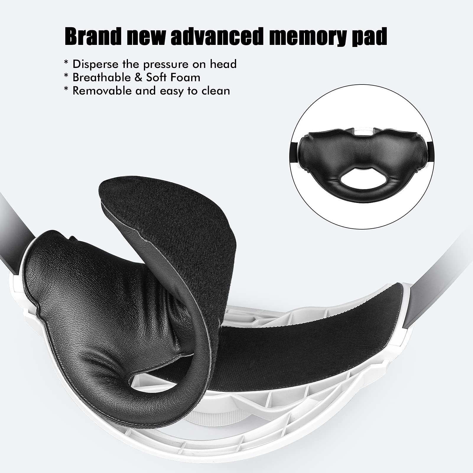 Head Strap for Oculus Quest 2, Halo Elite Strap & Silicone Face Cover Set for Oculus/Meta - Adjustable Replacement Accessories for VR - Reduce Face Pressure Comfortable Soft Touch (White)