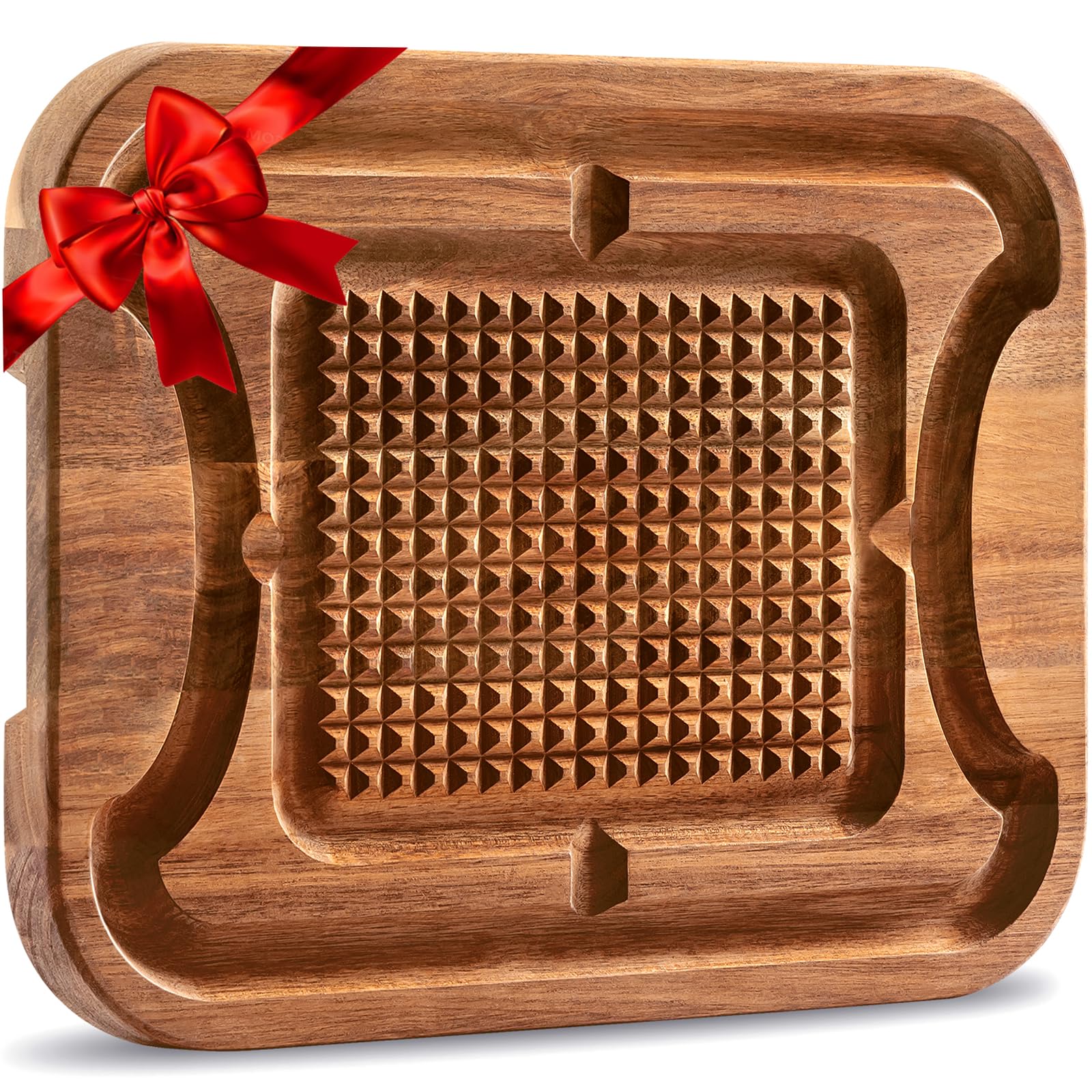 GKOKG Acacia Meat Cutting Board with Deep Juice Groove, Large 17x13 in. Turkey Cutting Board Double Sided Use for Both Meat and Fruit, 1.5" Thick Butcher Block Cutting Boards & Chopping Board
