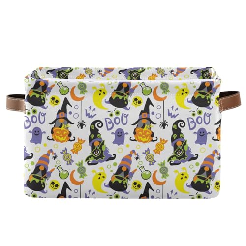 Halloween Gnome Boo Storage Basket Bins Decorative Toy Laundry Basket Organization with Handles for Home Boys Girls Office Closet Shelf Nursery Baskets,1 pcs