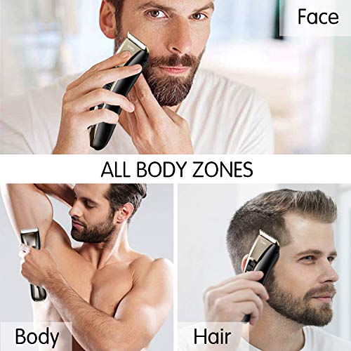 Hair Trimmer, Professional Cordless Hair Clipper Rechargeable Body Hair Removal Machine, Includes Length Guide Combs and Charging Adapter for Beginners Friendly Men