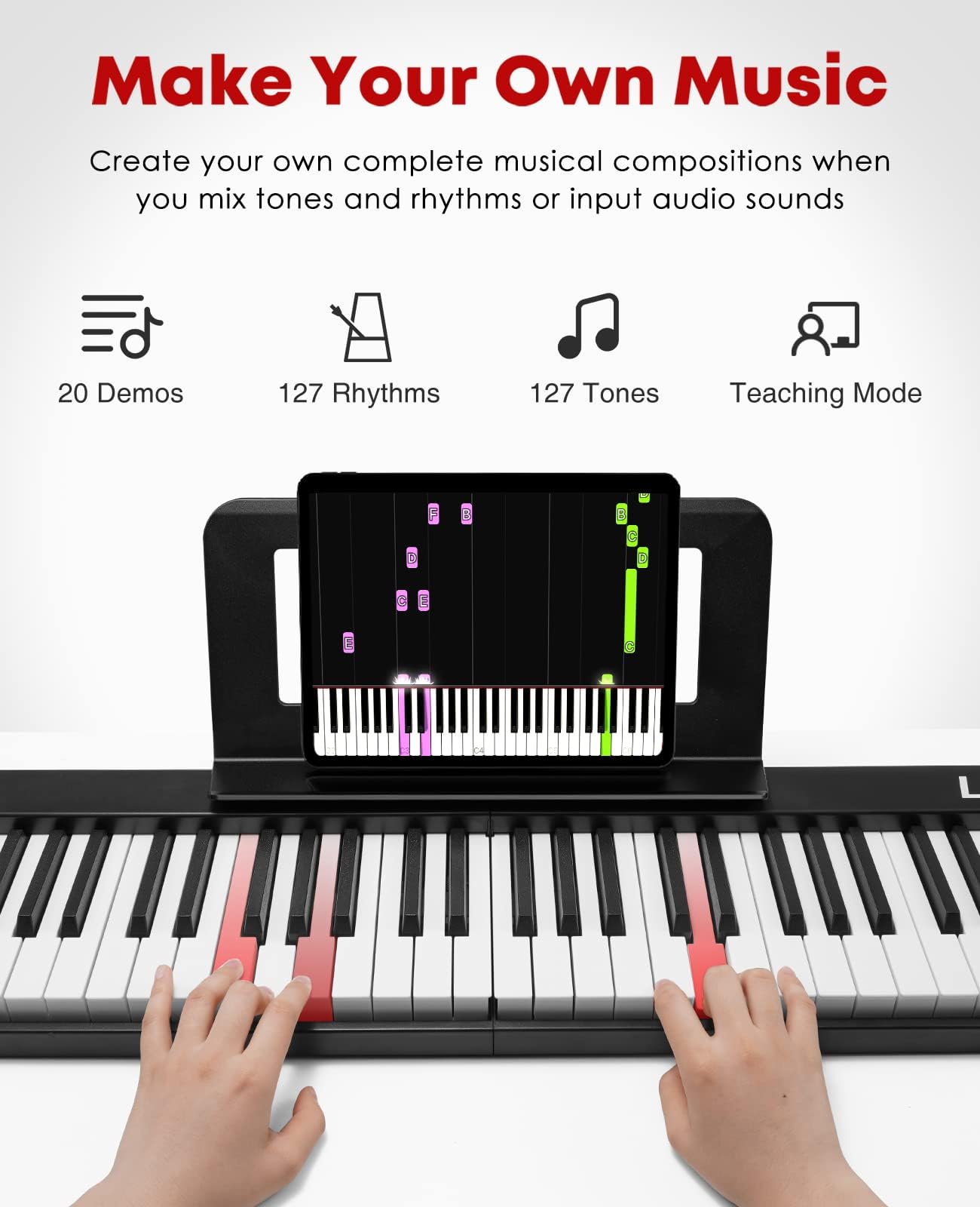 LEKATO 61 Key Foldable Piano Keyboard