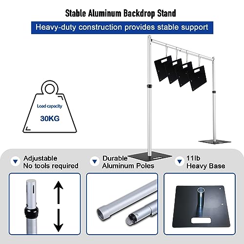 Hecis Portable Backdrop Stand with Crossbar, Adjustable Pipe and Drape Backdrop Kit for Event, Party, Trade Shows and Wedding Decor, 10FT Square Backdrop Frame