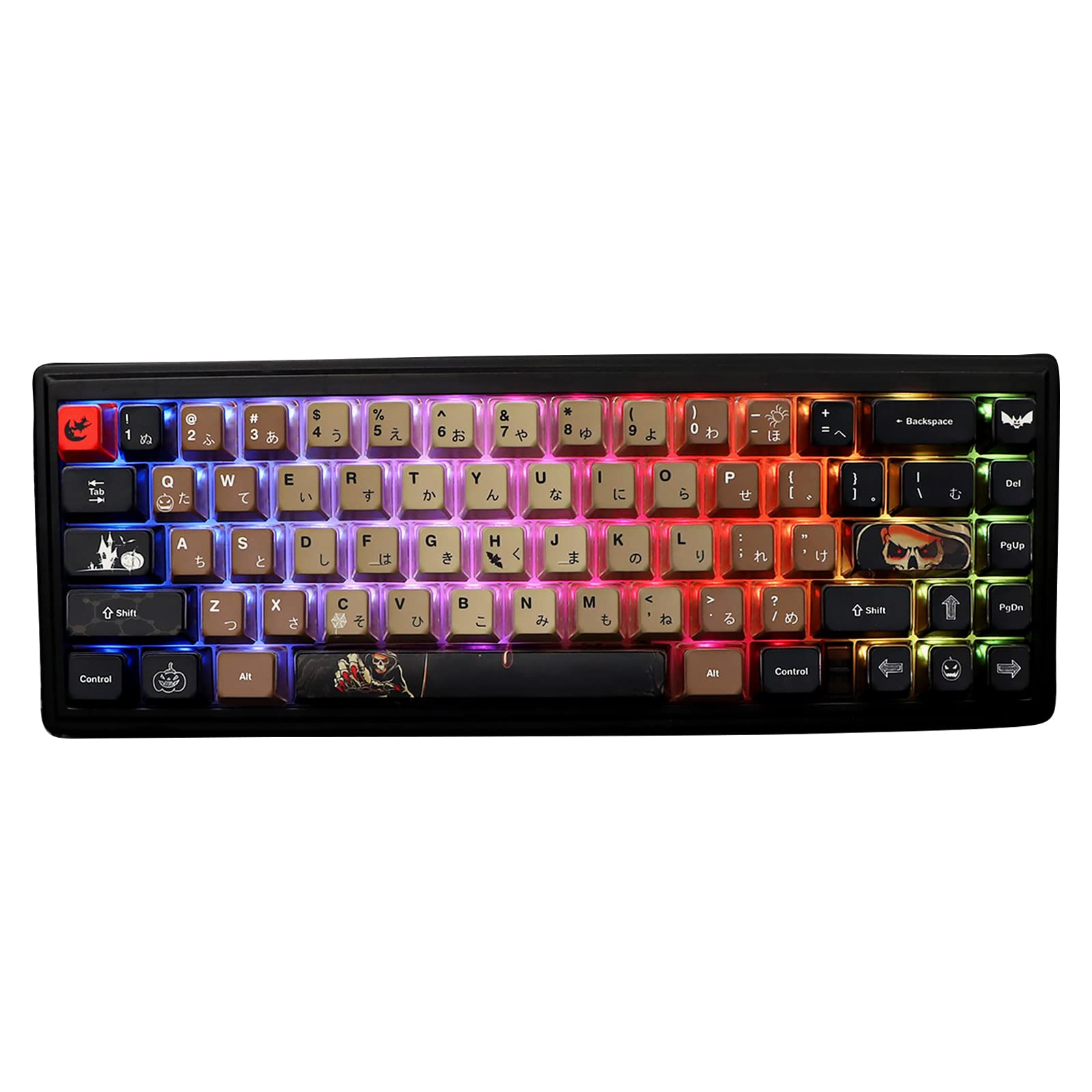 JSJT Halloween Keycaps 150 Keys Triple Side Transparent Japanese keycaps PBT Shine Through Keycaps OEM Profile Custom Keycap Set Suitable for 61/64/87/104/108 Cherry MX Switch Mechanical Keyboard