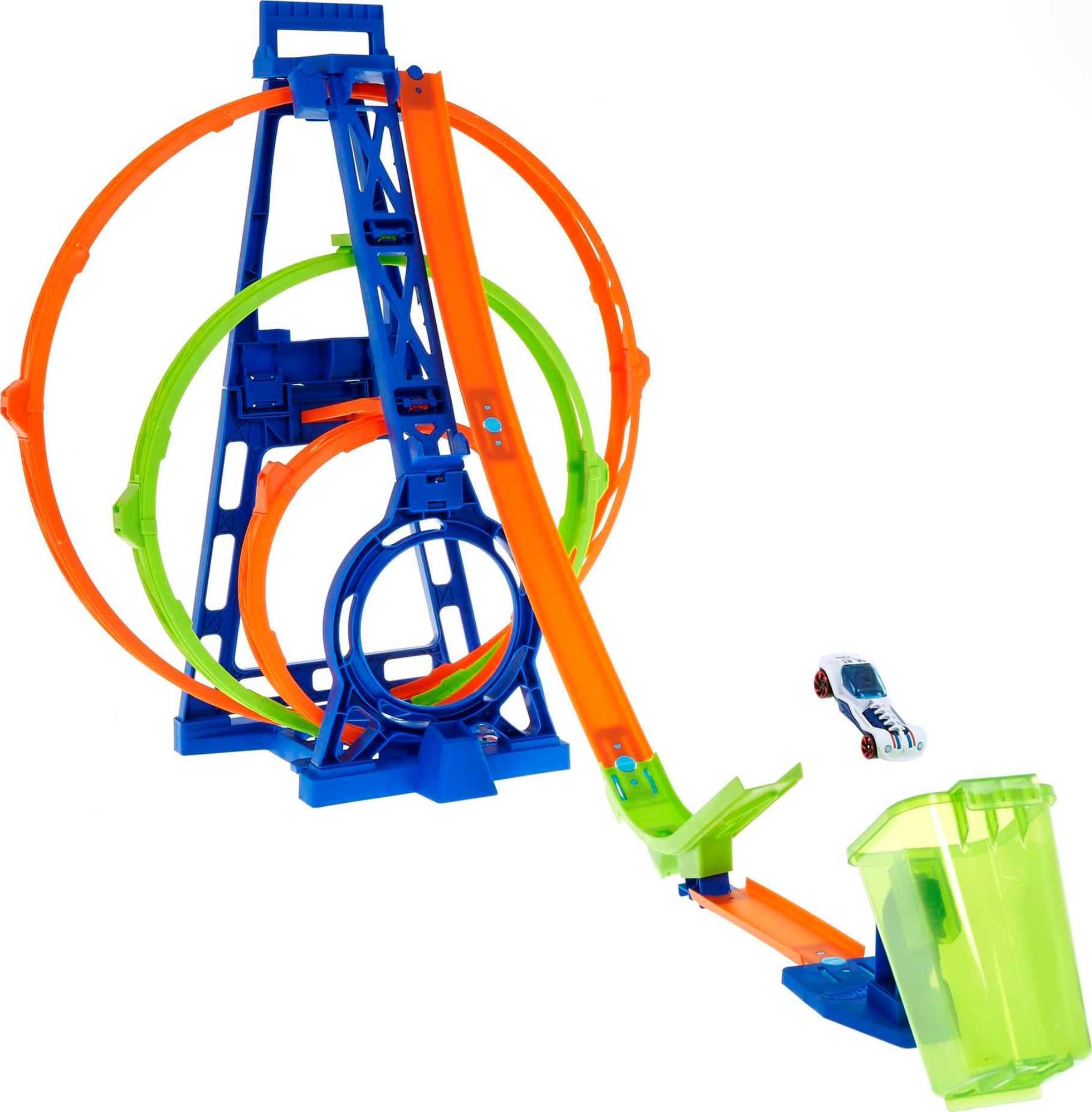 Hot Wheels Toy Car Track Set Triple Loop Kit, 3 Loops & Connects to Other Sets, Includes 1:64 Scale Car